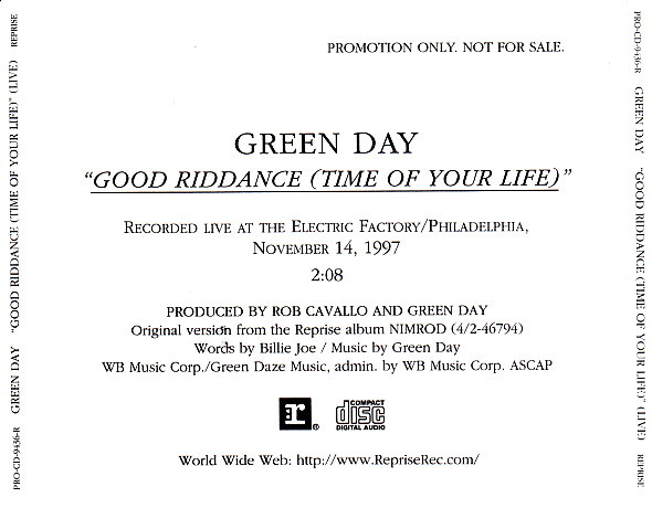 Good Riddance (Time of Your Life) - Green Day - Partition 🎸 de la ...