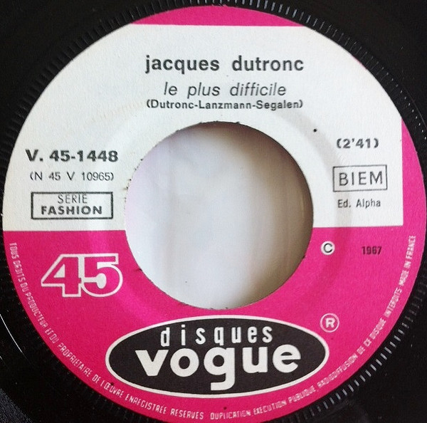Partitions et accords de Jacques Dutronc : Mini, mini, mini, Et moi, et ...